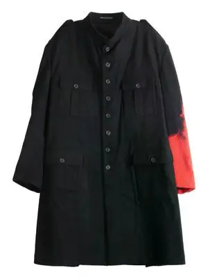 Yohji Yamamoto Button-up Epaulette Coat - Black