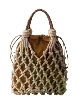 Prada Noué Medium Cotton Macramé Bag - Brown