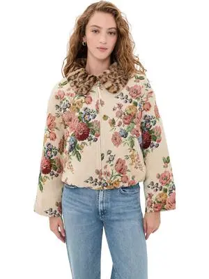 For Love & Lemons Betsy Floral Jacket - Cream
