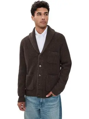 ALEX MILL Shawl Collar Cashmere Cardigan - Compost