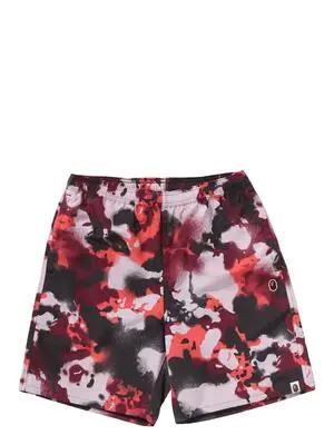 A BATHING APE Map Camo Beach Shorts - Red