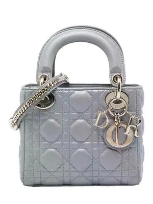 Dior 2016 Mini Lambskin Cannage Lady Satchel - Grey