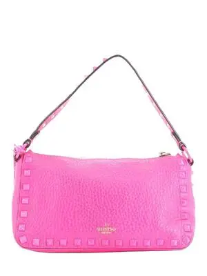 Valentino Garavani Rockstud Zip Pochette Leather Small Shoulder Bag - Pink