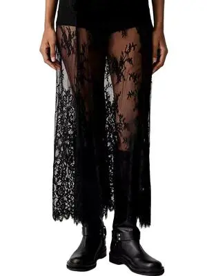 VICOLO Sheer Floral-lace Midi Skirt