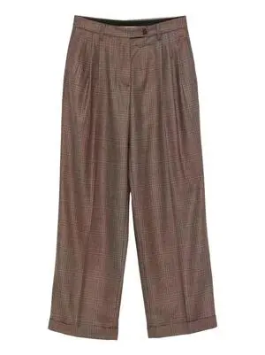Aspesi Check Pleated Trousers - Brown