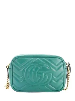 Gucci Gg Marmont Shoulder Bag Matelasse Leather Mini Crossbody Bag Green