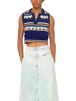 Sea Sutton Crochet Sweater Vest - Blue