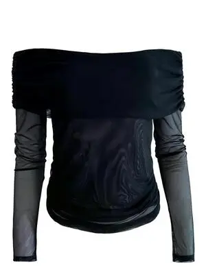 TAYLOR Sunset Off-shoulder Mesh Top