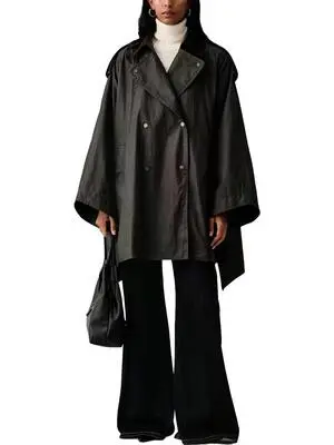 VICOLO Waxed Double-breasted Coat - Black