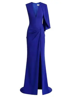GEMY MAALOUF Draped V-neck Dress - Blue