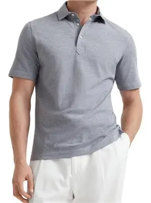 Brunello Cucinelli Cotton Jersey Polo With Shirt-style Collar - Medium Gray