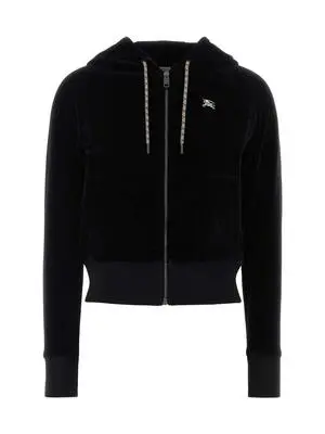 Burberry Black Stretch Velvet Sweatshirt - Multicolor