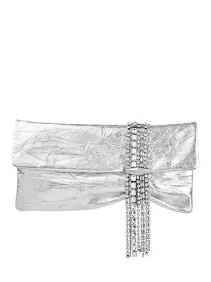 JIMMY CHOO Jimmy Choo Women 'Zandra' Silver Colored Clutch With Applied Crystals In Leather Blend For Women Multicolor