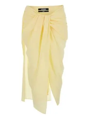 Jacquemus Jacquemus Women 'La Jupe Pareo' Yellow Midi Skirt With Hidden Zip Closure On The Side And Draping On Front And Back In Tech Fabric For Women Multicolor