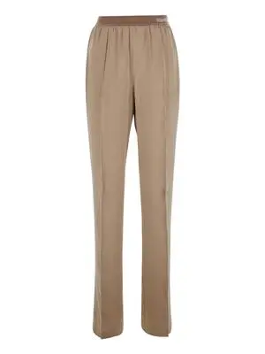TOM FORD Tom Ford Women Beige Pants With Elasticated Waist With Logo Lettering In Silk For Women Cream