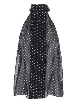 TOM FORD Black Sleeveless Top With Halterneck And All-over Polka Dot Motif In Silk - Multicolor