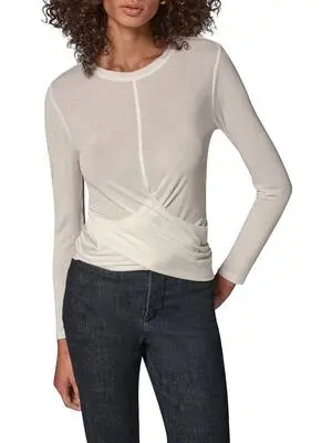 Donna Karan New York Drape Front Knit Top - Cream