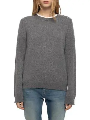 Zadig&Voltaire Cara Star Detail Cashmere Sweater - Medium Grey