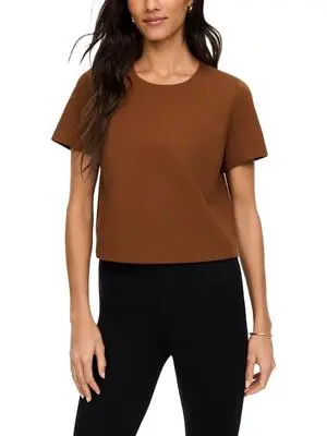 Spanx Ponte Cropped Crewneck Tee - Brandy