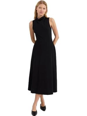 PACT Fit & Flare Cowl Neck Dress Made With Organic Cotton - Black