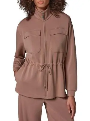 Donna Karan New York Jet Setter Mock Neck Shirtjacket Camel