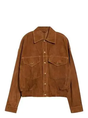 Versace Suede Blouson Leather Jacket - Brown
