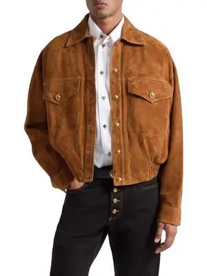 Versace Suede Blouson Leather Jacket - Brown