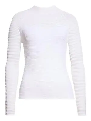 Lafayette 148 New York Textured Stripe Merino Wool Sweater - Cloud