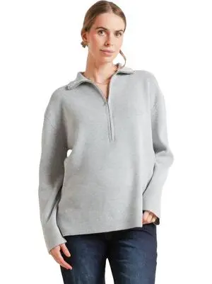 NOM MATERNITY Blaire Maternity Half-zip Sweater - Grey