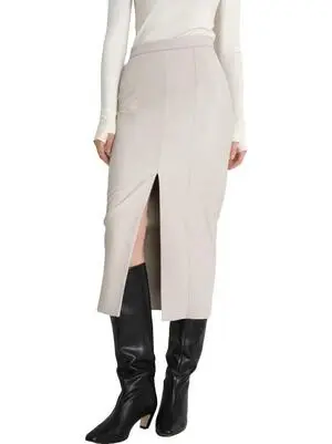 MARCELLA Nerida Faux Leather Midi Skirt - Bone