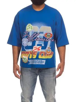 BILLIONAIRE BOYS CLUB Clubs Patch Appliqué Cotton Graphic T-shirt - Lapis Blue