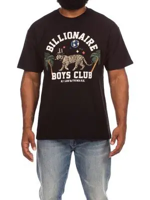 BILLIONAIRE BOYS CLUB Leopard Embroidered Appliqué Cotton T-shirt - Black