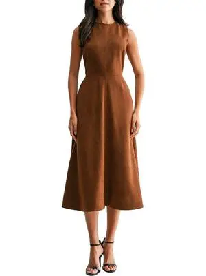 QUINCY MAE Faux Suede A-line Dress - Brown