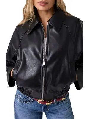 Guess Audrine Faux Leather Bomber Jacket - Jblack-black