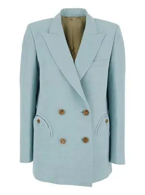 BLAZÉ MILANO Blaze Milano Women Light Blue Jacket With Peak Lapels In Silk Blend Woman