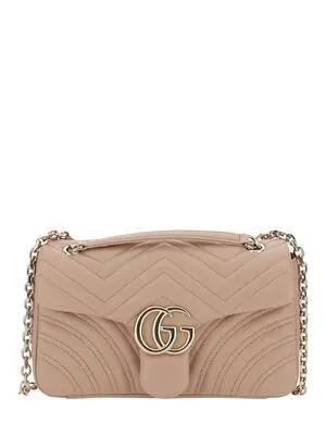 Gucci Gucci Women Gg Marmont Shoulder Bag With Adjustable Chain Strap And Gg Plaque On Front In Pink Leather For Women Multicolor