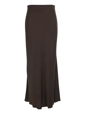 Brunello Cucinelli Brown Skirt With Pull-on Design And Two Side Slits In Viscose Blend - Multicolor