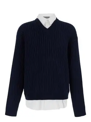 Balenciaga Balenciaga Men Cotton Hybrid Ribs Shirt Knit Multicolor