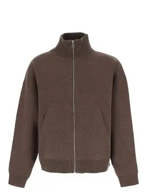 Axel Arigato Core Zip-up Sweater With High Collar And Long Sleeves In Brown - Multicolor