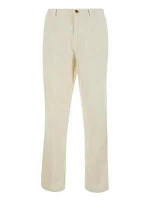 Brunello Cucinelli Beige Pants With Belt Loops And Button And Zip Closure On The Front In Corduroy For - Multicolor