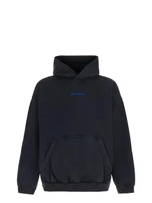 Balenciaga Hoodie With Fixed Hood And Logo Lettering On The Front And Back In Cotton - Black