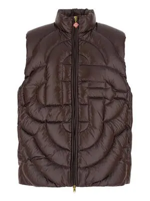 Casablanca Brown Down Jacket With High Collar And Monogram Design In Tech Fabric - Multicolor