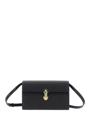 SAVETTE Savette Women Shoulder Bag 'Symmetry' With Clasp In Grained Black Leather For Women