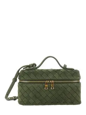 Bottega Veneta Bottega Veneta Women 'Bang Bang' Green Crossbody Bag With Removable Strap And Intrecciato Motif In Suede For Women Green