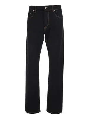 Versace Black Jeans With Five-pocket Design And Logo Patch On The Back In Denim For - Multicolor
