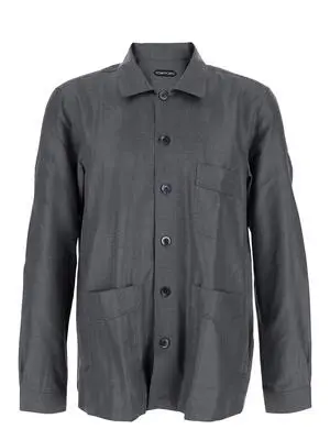 TOM FORD Grey Shirt With Chest Pocket In Silk - Multicolor
