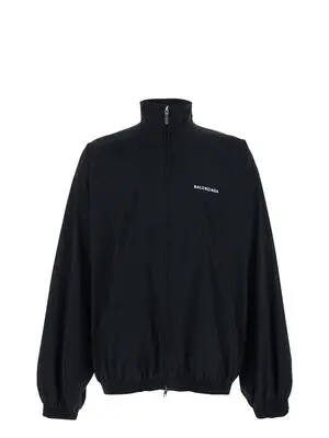 Balenciaga Black High Neck Sweatshirt With Logo Lettering On Front And Rear In Tech Fabric - Black