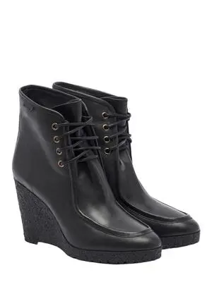 Isabel Marant Étoile Cylia Leather Wedge Ankle Boots - Black