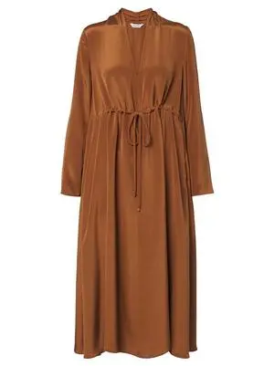 Max Mara Silk Satin Midi Dress - Brown