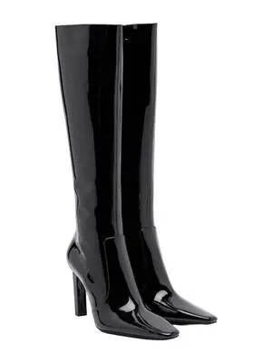 Saint Laurent Francoise Patent Leather Knee-high Boots - Black